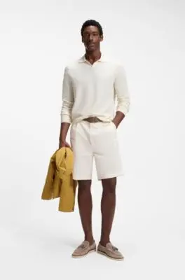BOSS Knitted Cotton Sweater With Johnny Collar