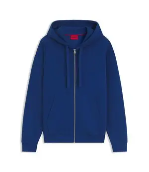Hugo Cotton Terry Zip-up Hoodie With Logo Print