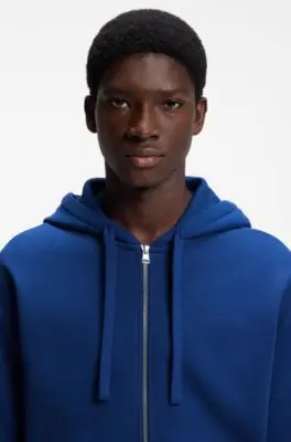 Hugo Cotton Terry Zip-up Hoodie With Logo Print