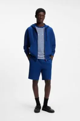 Hugo Cotton Terry Zip-up Hoodie With Logo Print