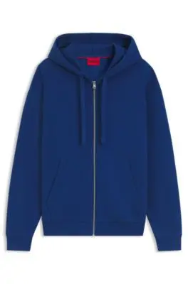 Hugo Cotton Terry Zip-up Hoodie With Logo Print