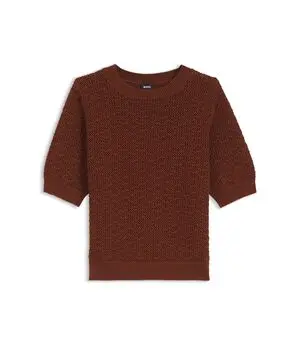 BOSS Cotton Sweater With Micro-lace Structure And Ribbed Trims