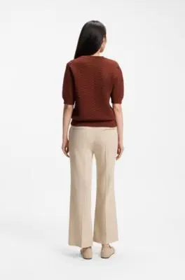 BOSS Cotton Sweater With Micro-lace Structure And Ribbed Trims