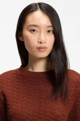 BOSS Cotton Sweater With Micro-lace Structure And Ribbed Trims