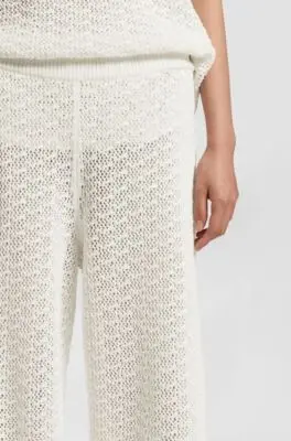 BOSS Cotton Knit Pants With Micro-lace Structure