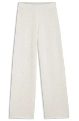 BOSS Cotton Knit Pants With Micro-lace Structure