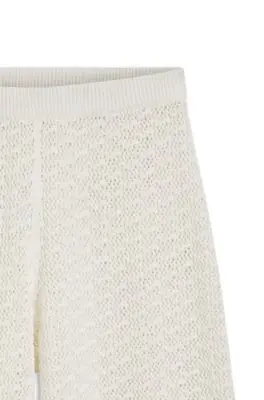 BOSS Cotton Knit Pants With Micro-lace Structure