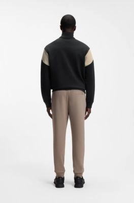 BOSS Zippered Cotton-blend Sweatshirt With Contrast Inserts - Black