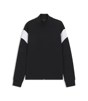 BOSS Zippered Cotton-blend Sweatshirt With Contrast Inserts