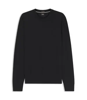 BOSS Merino Wool Crew Neck Sweater - Black