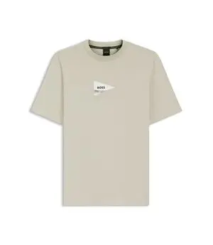 BOSS Regular-fit Photoprint T-shirt In Stretch Cotton - Light Beige
