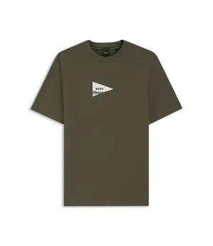 BOSS Regular-fit Photoprint T-shirt In Stretch Cotton - Light Green
