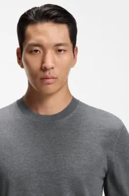 BOSS Merino Wool Crew Neck Sweater - Grey