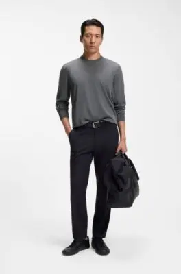 BOSS Merino Wool Crew Neck Sweater - Grey