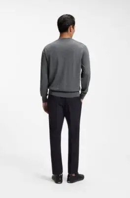 BOSS Merino Wool Crew Neck Sweater - Grey