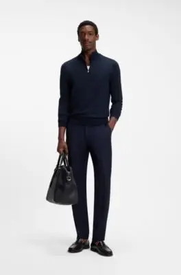 BOSS Merino Wool Quarter Zip Sweater