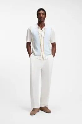 BOSS Color-blocked Cardigan With Wing Collar