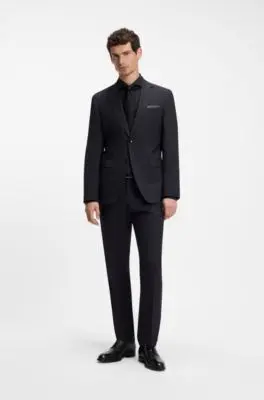 BOSS One Slim-fit Shirt In Wrinkle-resistant Oxford Cotton - Black