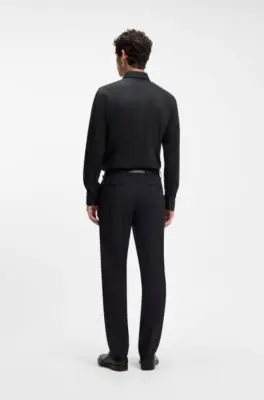 BOSS One Slim-fit Shirt In Wrinkle-resistant Oxford Cotton - Black