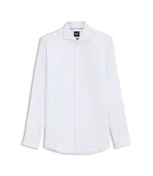 BOSS One Slim-fit Shirt In Wrinkle-resistant Oxford Cotton - White