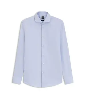 BOSS One Slim-fit Shirt In Wrinkle-resistant Oxford Cotton - Light Blue