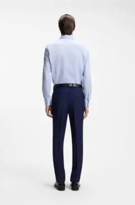 BOSS One Slim-fit Shirt In Wrinkle-resistant Oxford Cotton - Light Blue