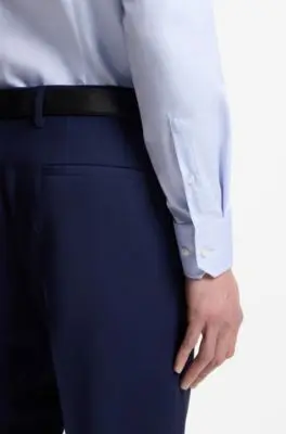 BOSS One Slim-fit Shirt In Wrinkle-resistant Oxford Cotton - Light Blue