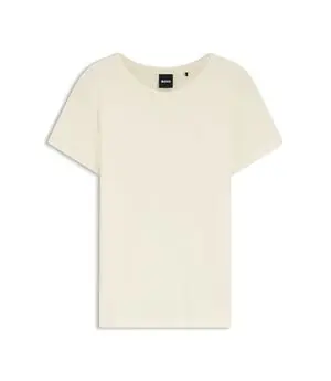 BOSS Slim-fit T-shirt In Cotton-silk Blend With Embroidered Logo - Light Beige