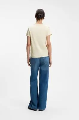 BOSS Slim-fit T-shirt In Cotton-silk Blend With Embroidered Logo - Light Beige