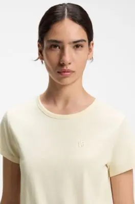 BOSS Slim-fit T-shirt In Cotton-silk Blend With Embroidered Logo - Light Beige