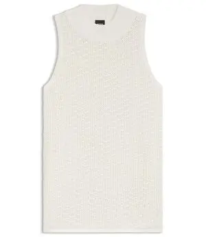 BOSS Sleeveless Knit Top With Micro-lace Structure