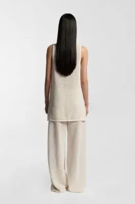 BOSS Sleeveless Knit Top With Micro-lace Structure
