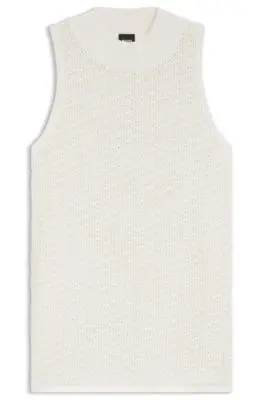 BOSS Sleeveless Knit Top With Micro-lace Structure