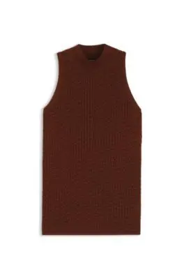 BOSS Knitted Cotton Top With Micro-lace Structure