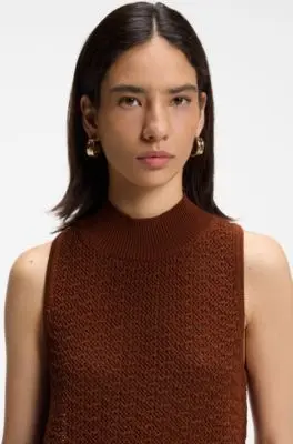 BOSS Knitted Cotton Top With Micro-lace Structure