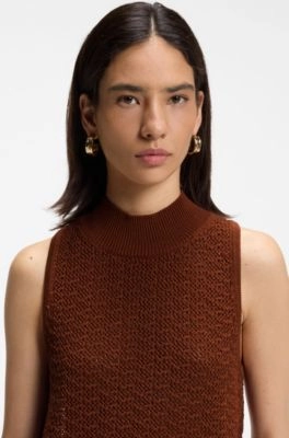 BOSS Knitted Cotton Top With Micro-lace Structure