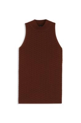 BOSS Knitted Cotton Top With Micro-lace Structure