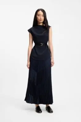 BOSS Sleeveless Crepe Blouse With Metal Pin Detail