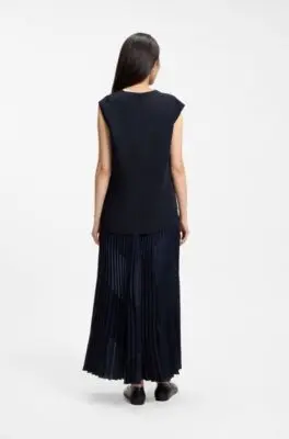 BOSS Sleeveless Crepe Blouse With Metal Pin Detail