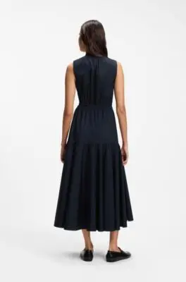 BOSS Sleeveless Cotton Poplin Dress With Elasticated Waistband