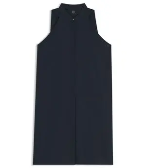 BOSS Sleeveless Cotton Poplin Relaxed Fit Dress With Stand Collar