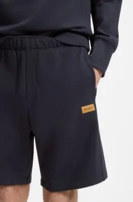 Hugo Cotton French-terry Regular-fit Shorts With Suede Logo Badge