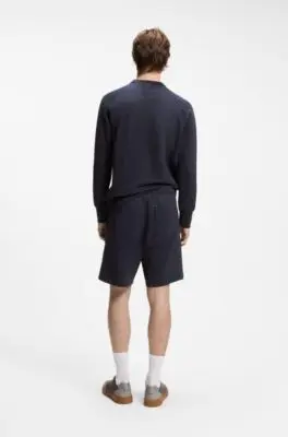 Hugo Cotton French-terry Regular-fit Shorts With Suede Logo Badge