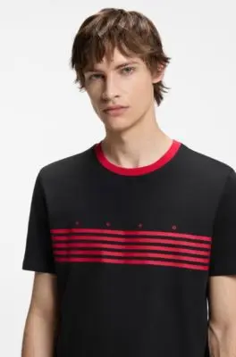Hugo Cotton T-shirt With Printed Stripes