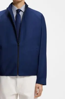 Hugo Slim-fit Chalk-striped Virgin Wool Zip-up Jacket