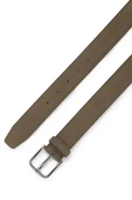 BOSS Leather Business Belt With Gunmetal Buckle - Dark Green
