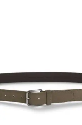 BOSS Leather Business Belt With Gunmetal Buckle - Dark Green
