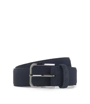 BOSS Leather Business Belt With Polished Gunmetal Buckle - Dark Blue