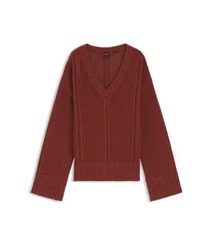 BOSS Cotton Mesh Structure Sweater With Contrast Lacing