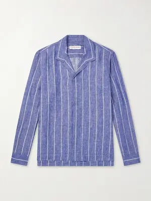 Orlebar Brown Sylvan Striped Linen Shirt - Blue